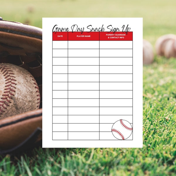 Baseball Schedule Template - Etsy