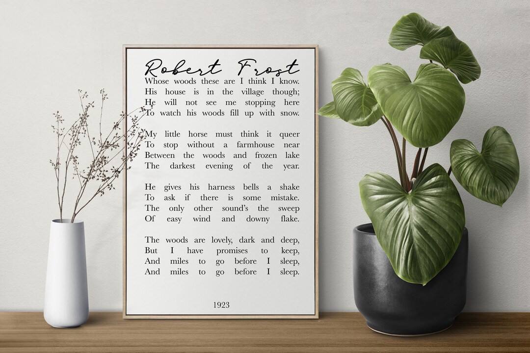 Snowy Wood by Robert Frost Printable Wall Art | Printable Wall Art ...