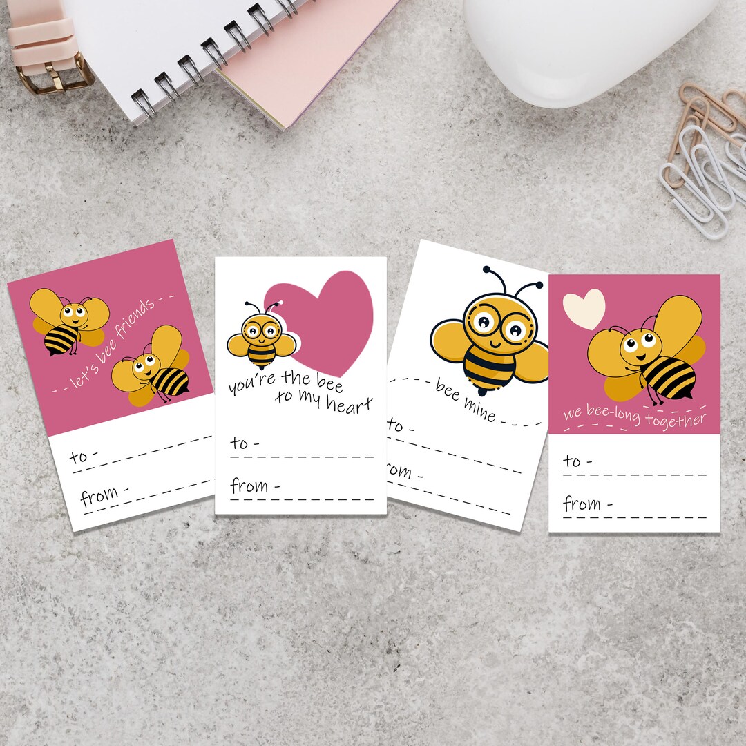 Bee Mine Valentines Cards | DIY Printable Valentines Cards for Kids ...