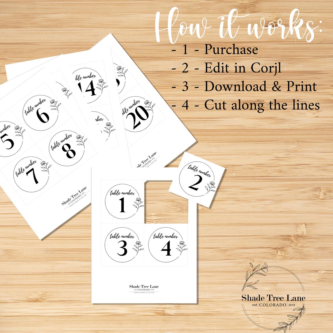 Printable Square Table Number Signs - Wildflower Frame | Instant ...