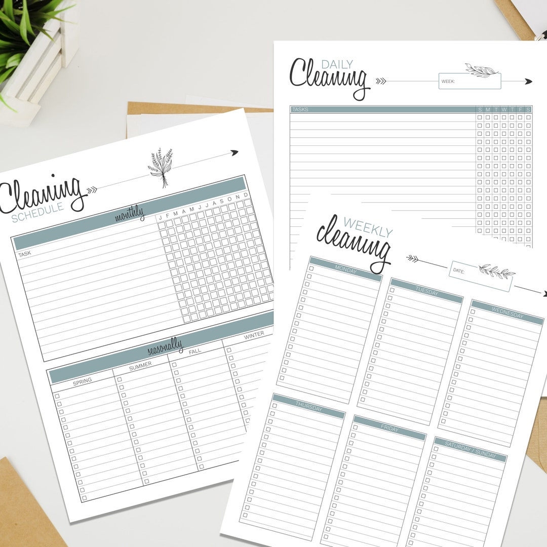 Printable Home / Office Cleaning Charts | Cleaning Schedule Templates ...