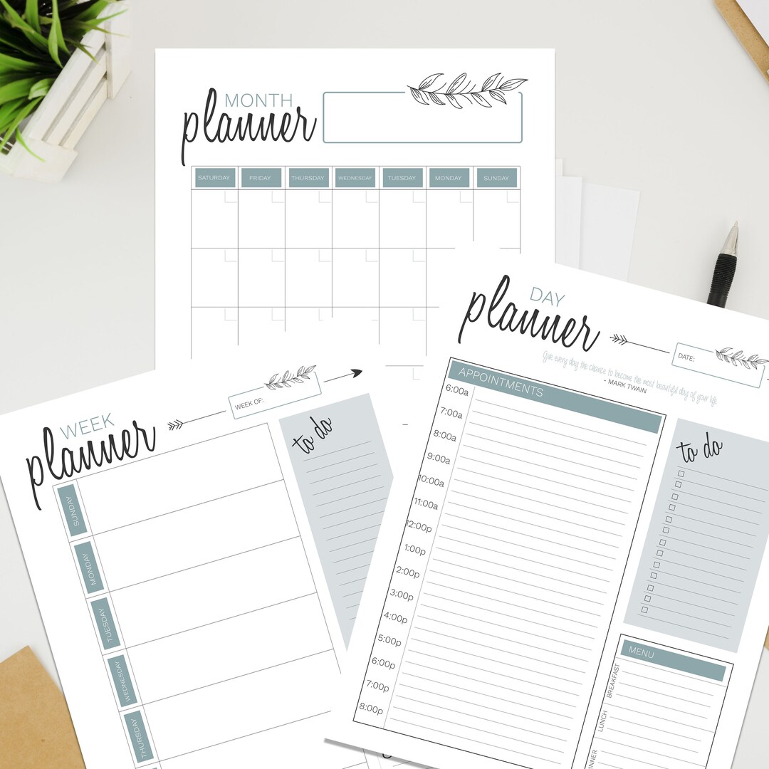 Printable Calendar | Printable Planner | Day Planner | Monthly Calendar ...