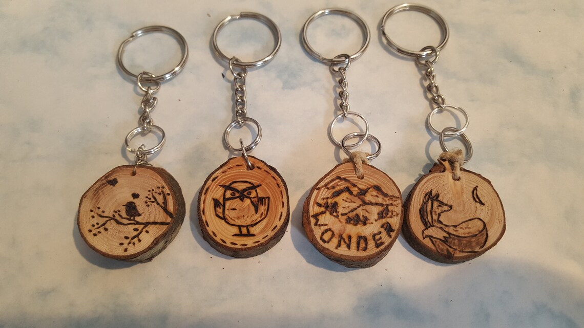 Handmade Wood Burned Keychain - Etsy