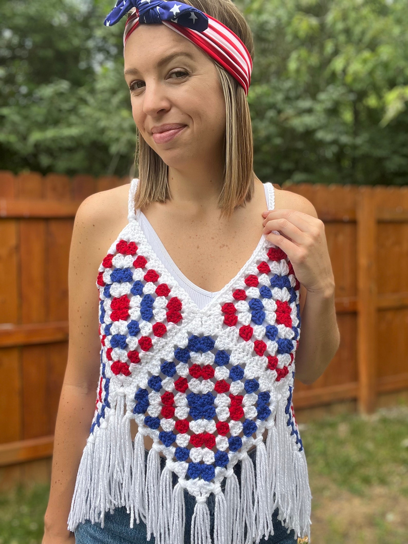 Fourth of July Boho Fringe Tank Top // Cute July Fourth Crop Top ...