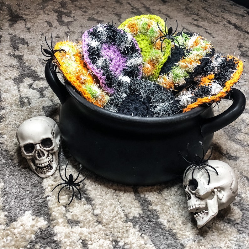 Spooky Scrubbies, Set of Dish Scrubbers, Kitchen Scrubbie, Reusable ...