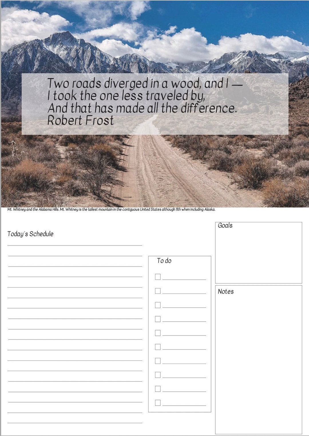 Daily Planner Printable With Motivational Picture and Quote to Do List ...