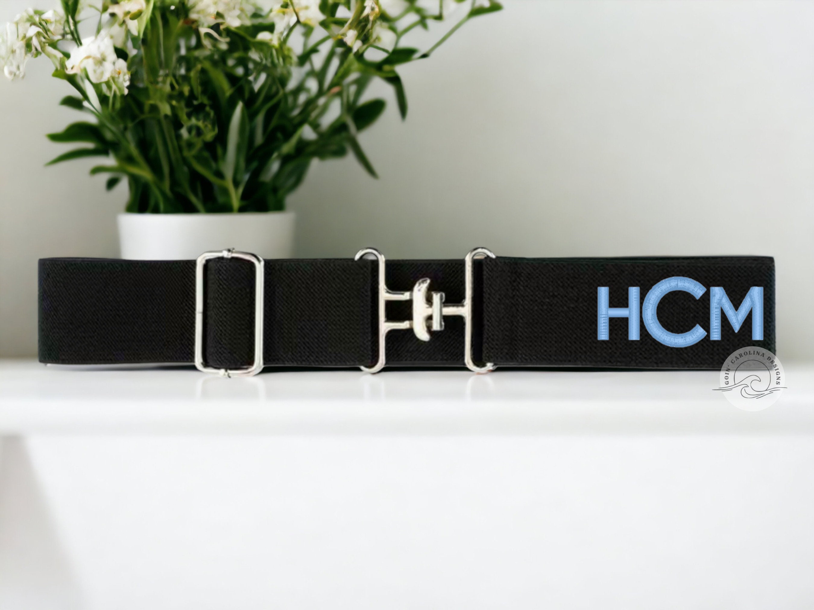 Elastic Belt With Monogram Embroidery Equestrian Embroidered Belt ...