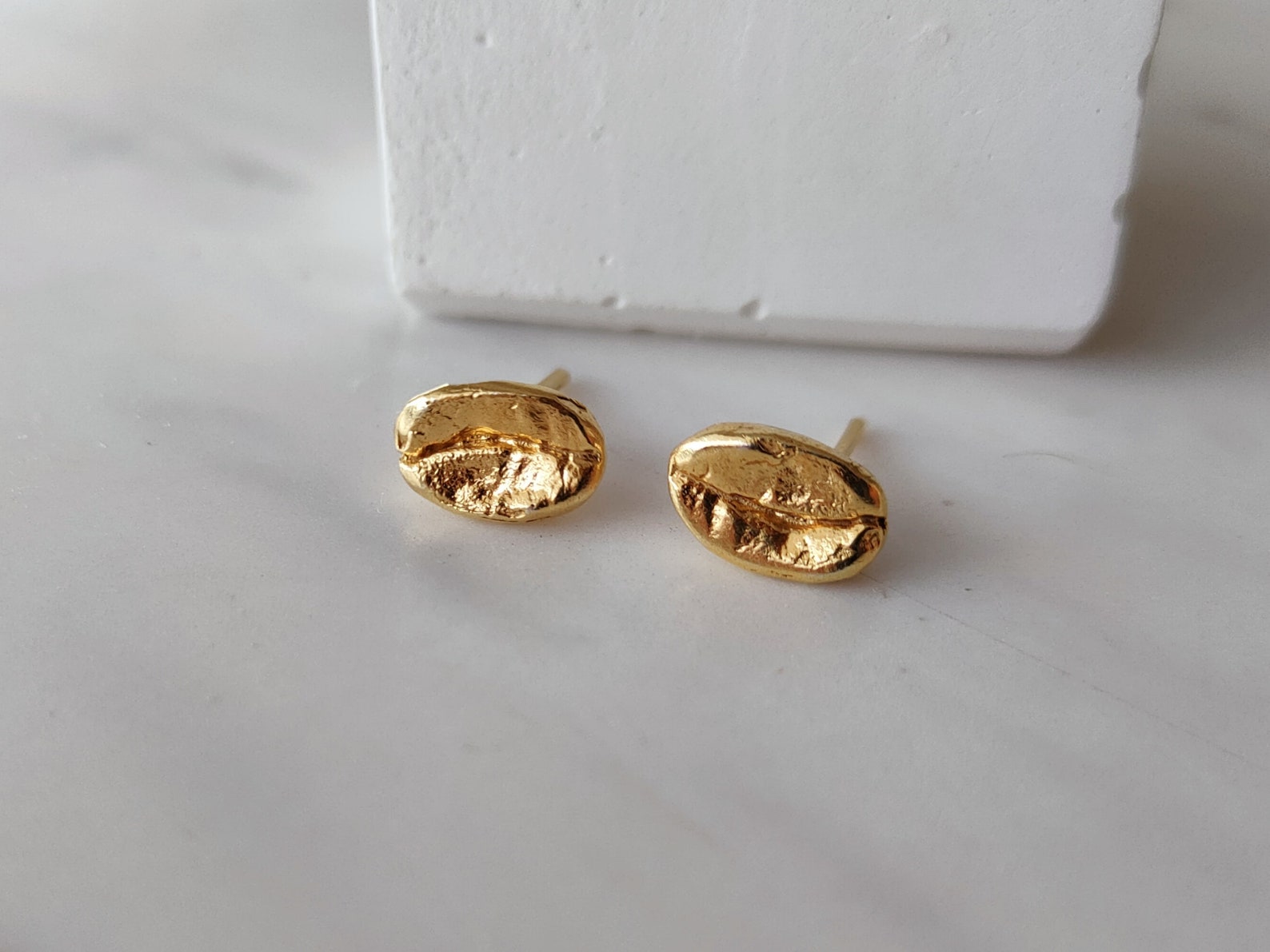 Coffee Bean Earrings, Coffee Earrings, Silver Earrings, Minimal ...