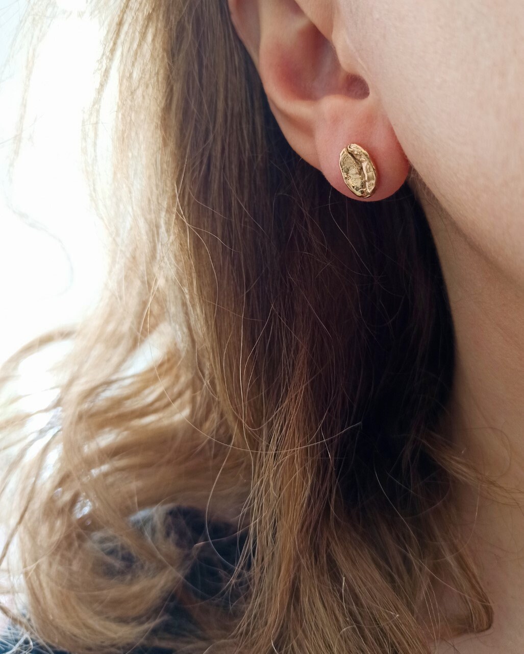 Coffee Bean Earrings, Coffee Earrings, Silver Earrings, Minimal ...