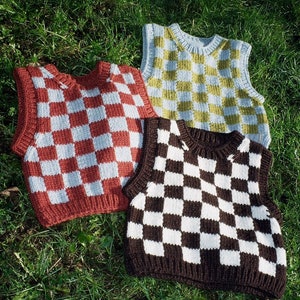 Meganfaithmakes Checkered Sweater Vest Knitting Pattern PDF (english ...
