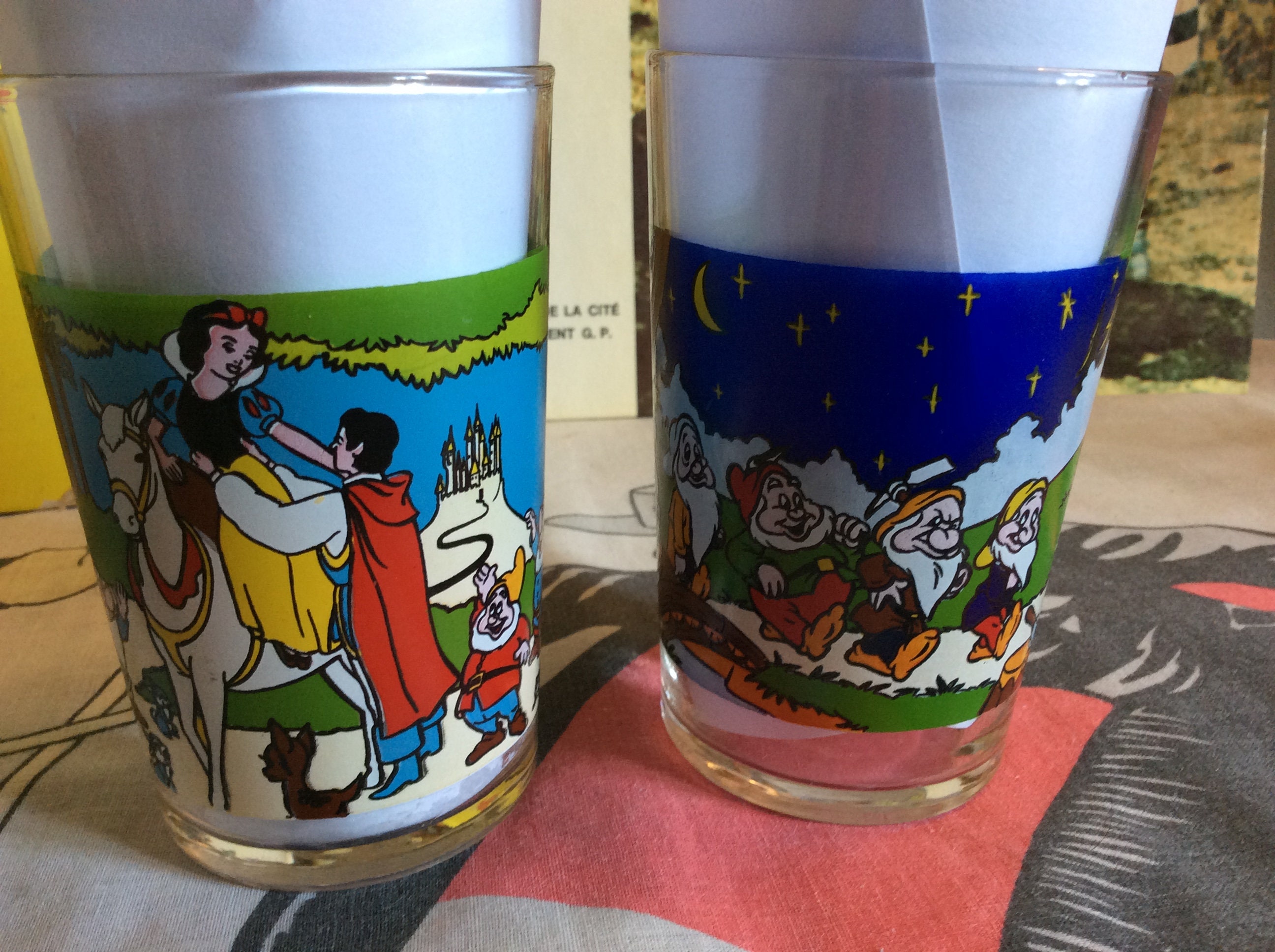 2 French Vintage Snow White and the Seven Dwarfs Drinking | Etsy