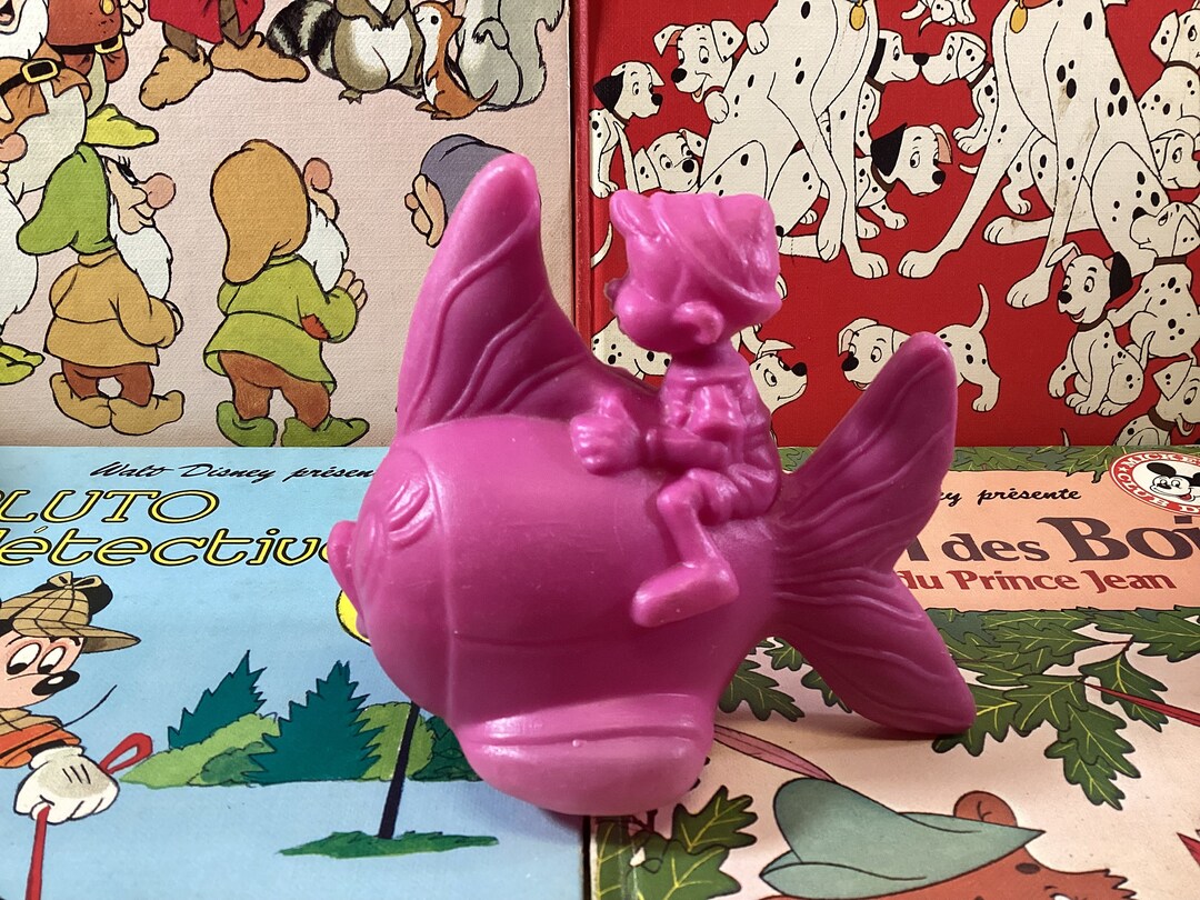 Vintage Pinocchio and Cleo Plastic Toy Bright Pink Pinocchio and Cleo ...
