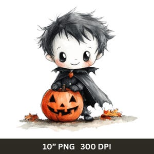 Halloween PNG, Set of 8 Watercolor Halloween Kids Clipart Bundle, Trick ...