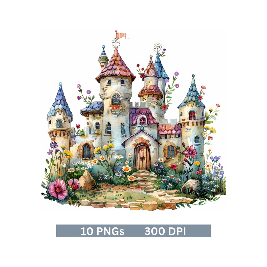Whimsical Fairy Castle Clipart Set Fantasy Fairy Garden PNG Files ...