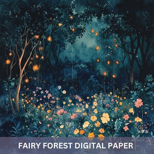 Fairy Forest Clipart: Watercolor Flowers, Lights PNG (digital Download ...