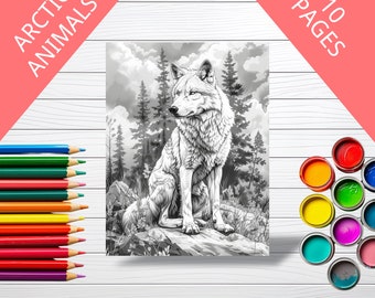 Arctic Animals Coloring Pages Booklet: Polar Bear, Penguin, Fox, Hare ...