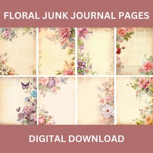 Vintage Floral Junk Journal Pages, Vintage Floral Stationery, Floral ...