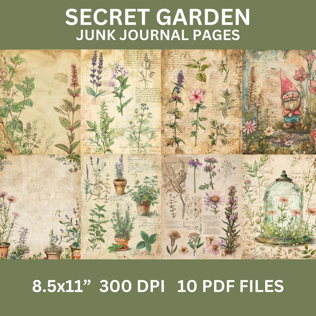 Secret Garden Junk Journal Pages, Vintage Gardening Journal Papers ...