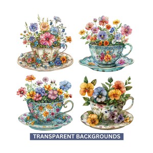 Floral Teacup Clipart Bundle, Tea Cup PNG, Mother’s Day Gift, Mother’s ...