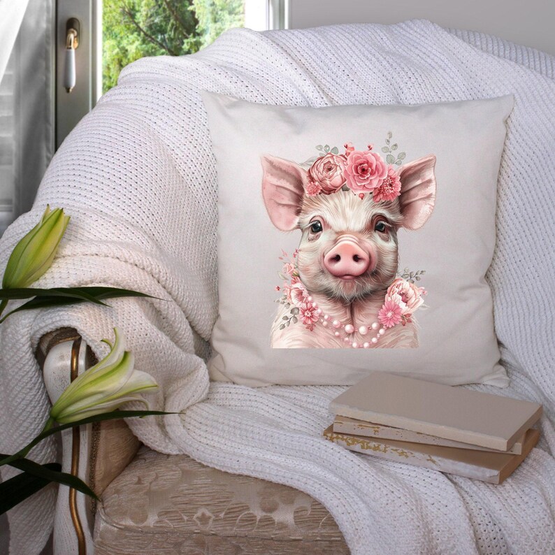 Floral Pig PNG: Watercolor Pearls Before Swine Clipart (digital ...
