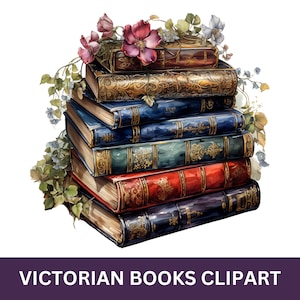 Victorian Books Clipart, Vintage Victorian Stickers, Librarian Clipart ...