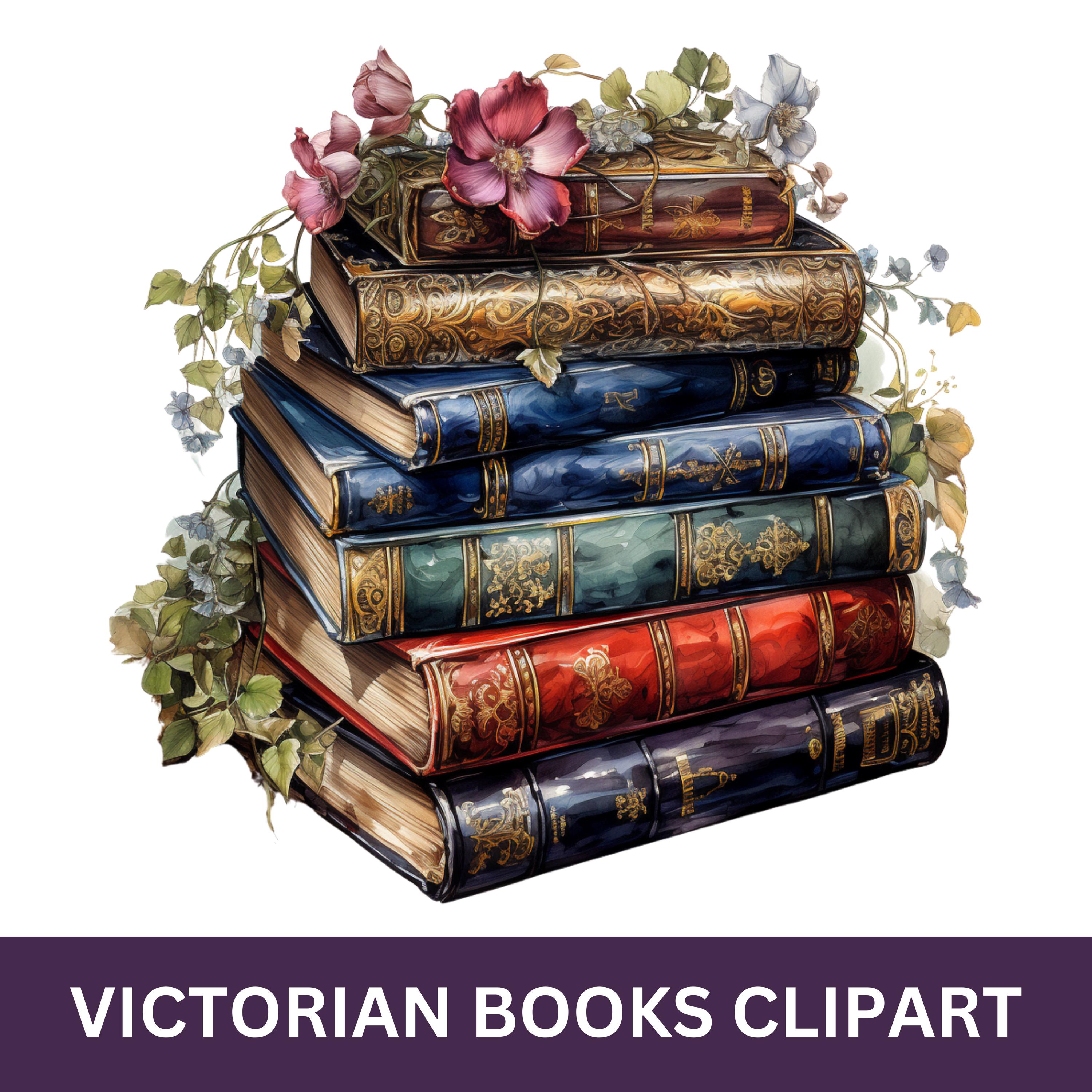 Victorian Book Stack Clipart: Watercolor Jewel Tones (digital Download ...