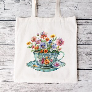 Floral Teacup Clipart Bundle, Tea Cup PNG, Mothers Day Gift, Mothers ...