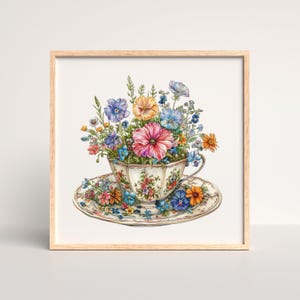 Floral Teacup Clipart Bundle, Tea Cup PNG, Mother’s Day Gift, Mother’s ...