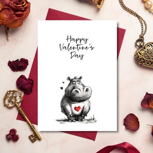 Romantic Hippo Clipart, Happy Hippo PNG, Funny Hippo Valentine Clipart ...