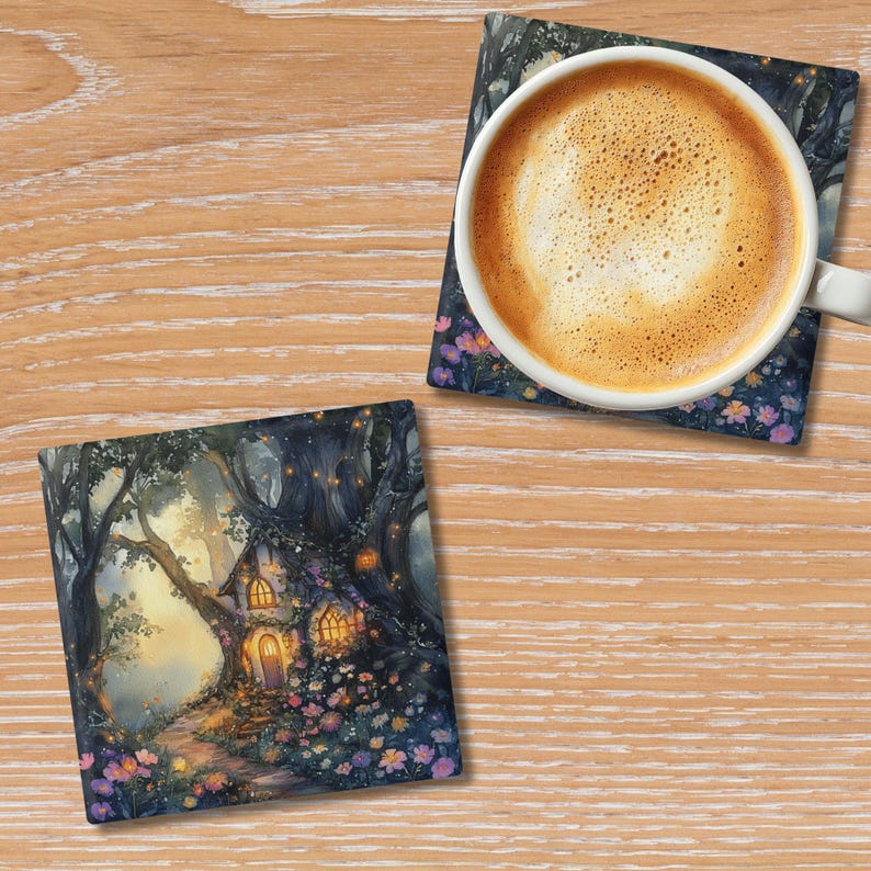 Enchanted Forest Cottage Coaster Bundle: Square Magnet Designs (PNG ...