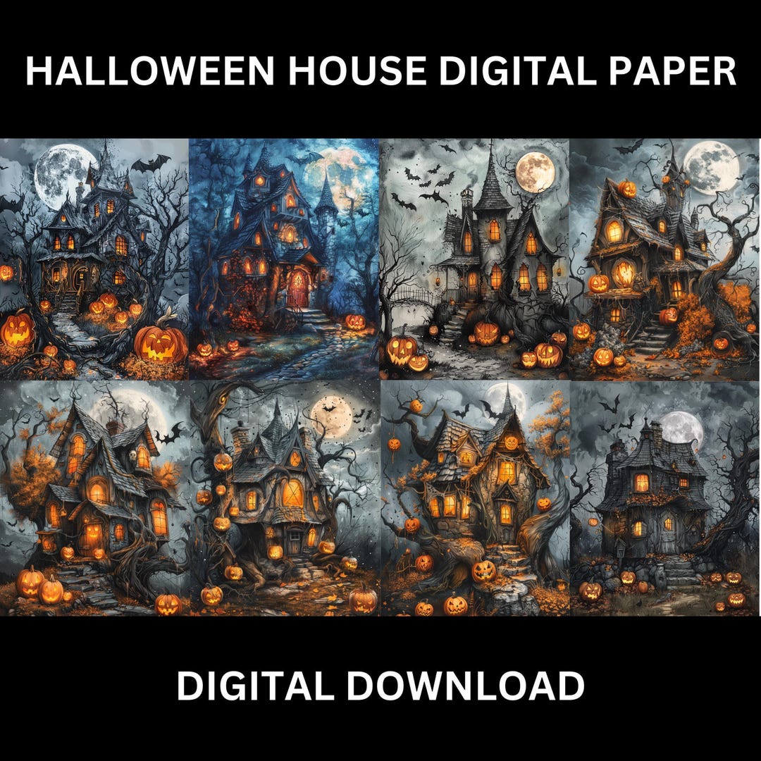 Spooky Halloween House Digital Paper: Gothic Journal Pages (PDF) - Etsy