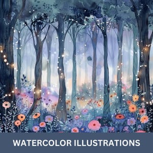 Misty Fairy Forest Clipart: Enchanted Woodland Art (PDF) - Etsy