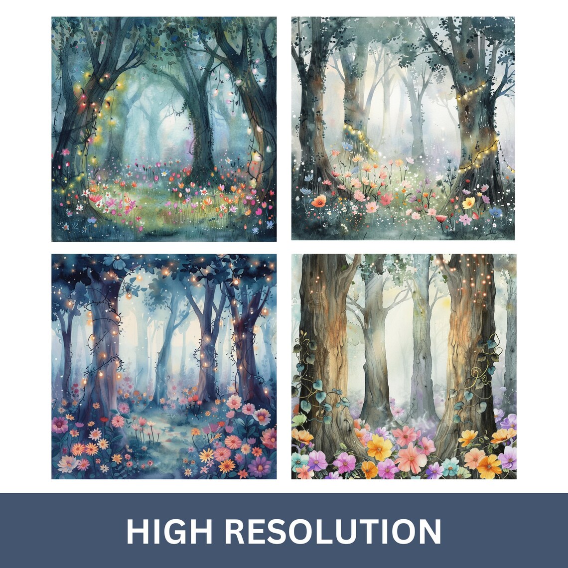 Misty Fairy Forest Clipart: Enchanted Woodland Art (PDF) - Etsy
