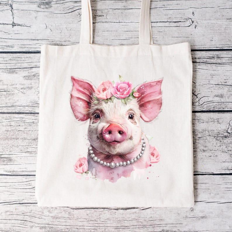 Floral Pig PNG: Watercolor Pearls Before Swine Clipart (digital ...