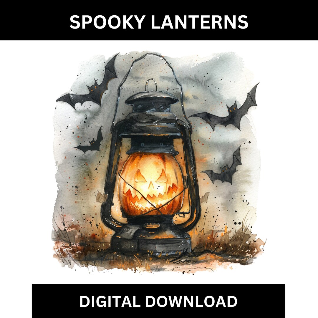 Haunted Lantern Graphics, Creepy Halloween Clipart Bundle, Spooky ...