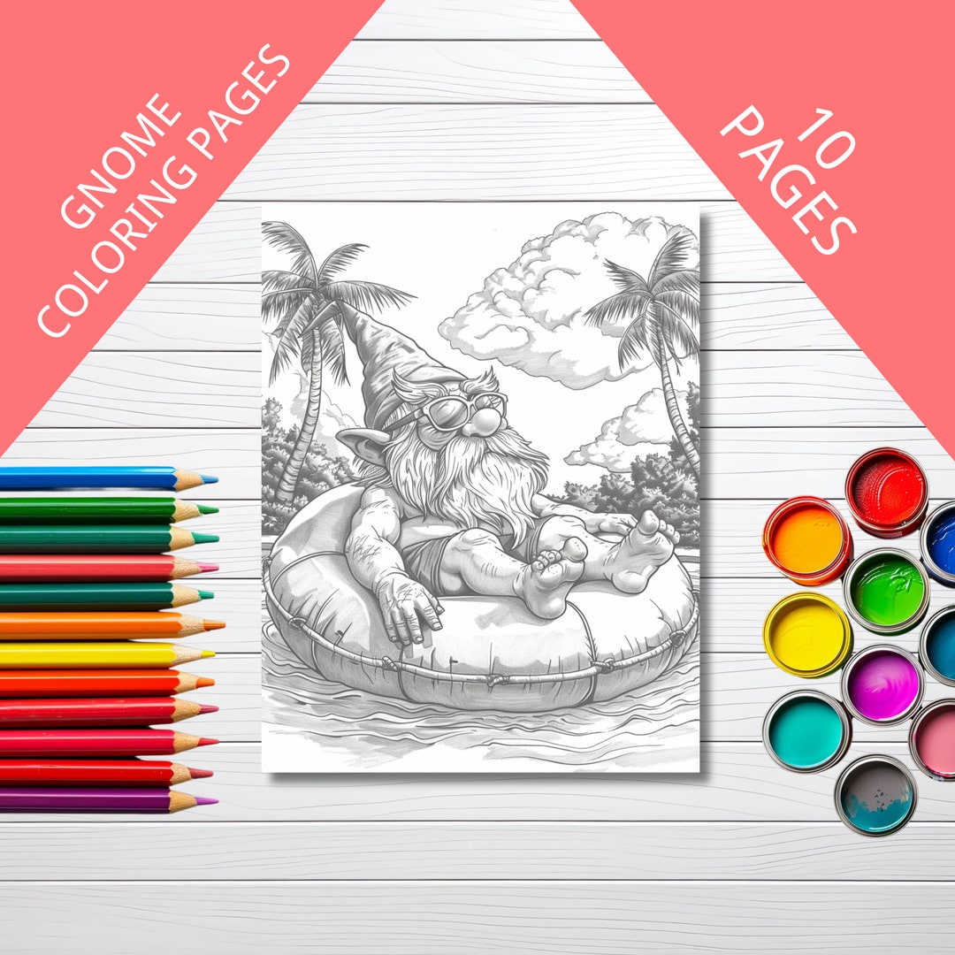 Gnome Coloring Pages, Seasonal Gnome Coloring Book, Mindful Art ...