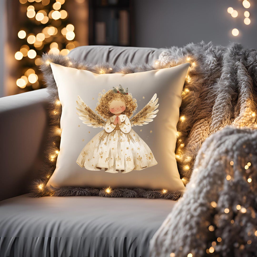 Gold and White Christmas Angel Clipart, Christmas Sublimation Designs ...