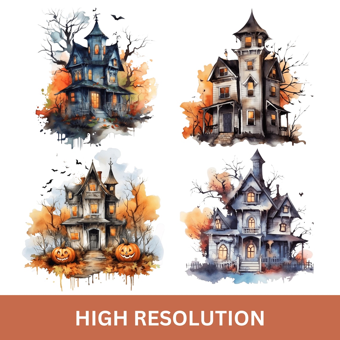 Whimsical Haunted House PNG: Spooky Halloween Clipart (digital Download ...