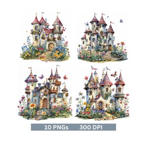 Whimsical Fairy Castle Clipart Set Fantasy Fairy Garden PNG Files ...