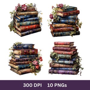 Victorian Books Clipart, Vintage Victorian Stickers, Librarian Clipart ...