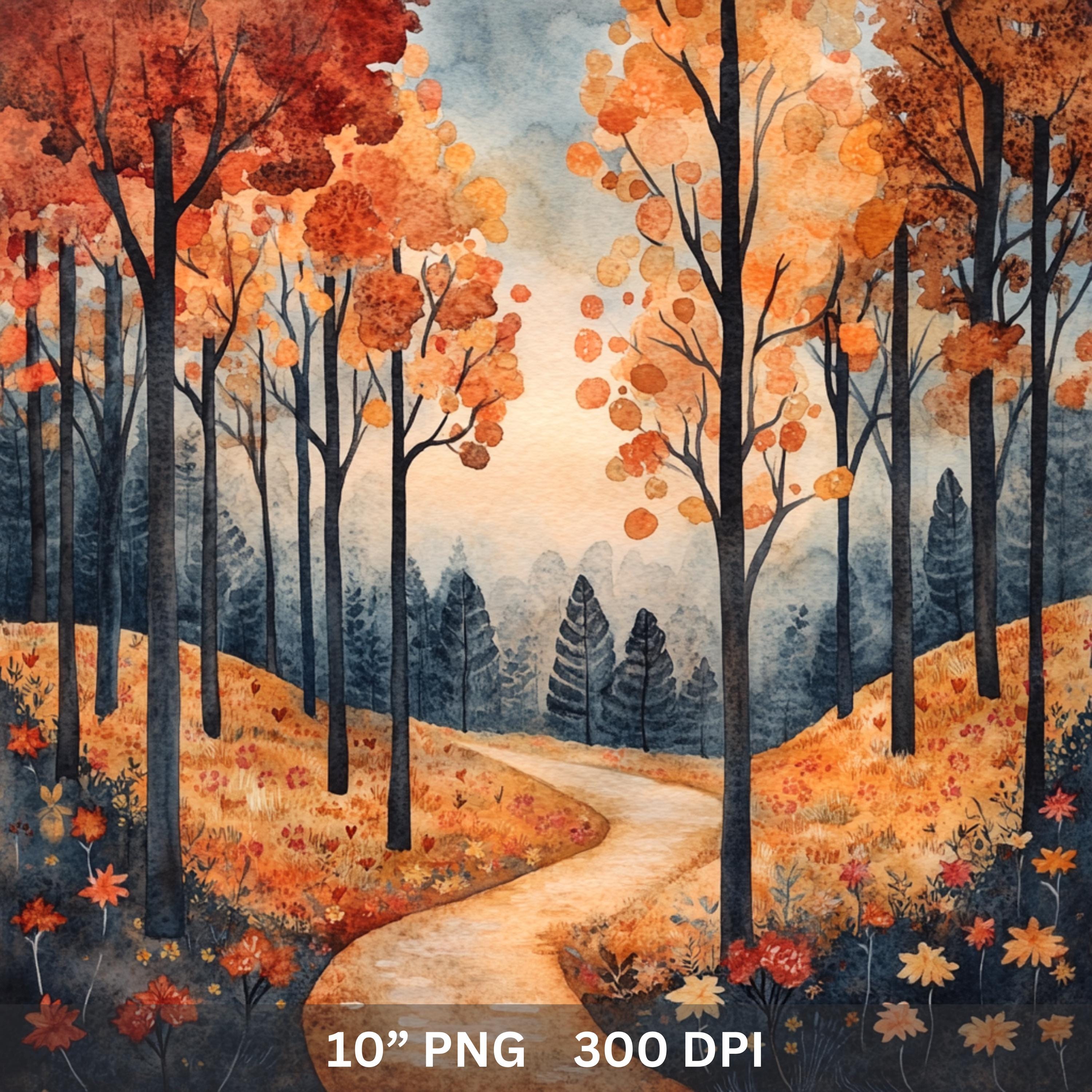 Autumn Landscape PNG: Fall Foliage Digital Art (digital Download) - Etsy