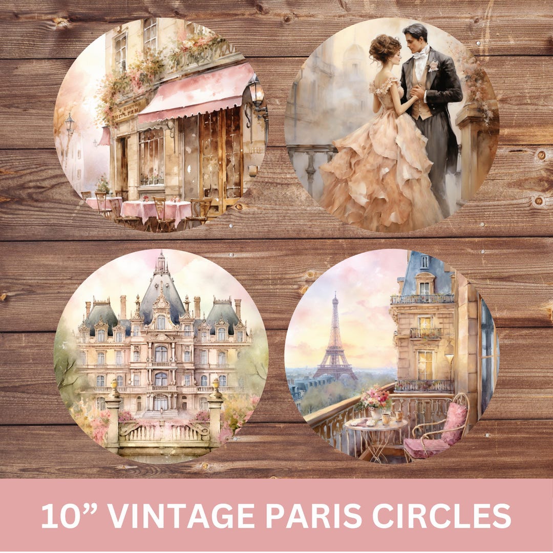 Round Vintage Paris Coasters PNG, Vintage Paris Stickers, Sublimation ...