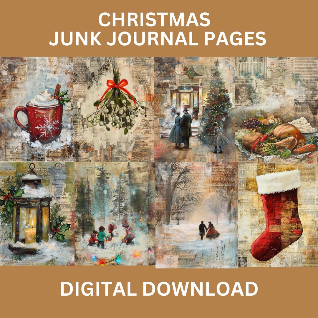 Vintage Christmas Junk Journal Pages for Christmas Decor, Printable - Etsy