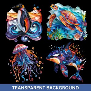 Quilled Sea Animals Clipart: Paper Art PNG Set (digital Download) - Etsy