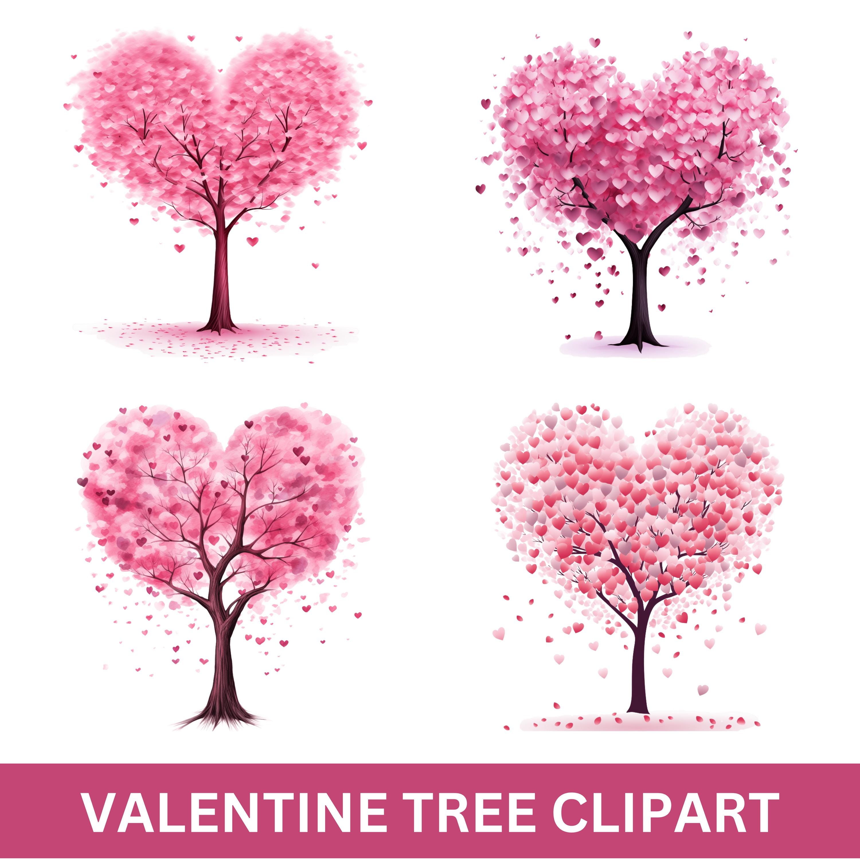 Heart Tree Clipart: Romantic Pink PNG Designs for Valentine's (digital ...