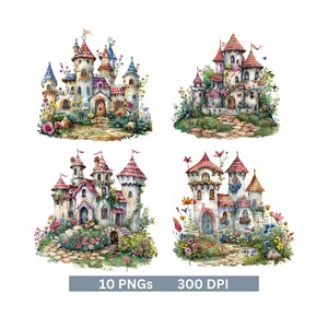 Whimsical Fairy Castle Clipart Set - Fantasy Fairy Garden PNG Files ...