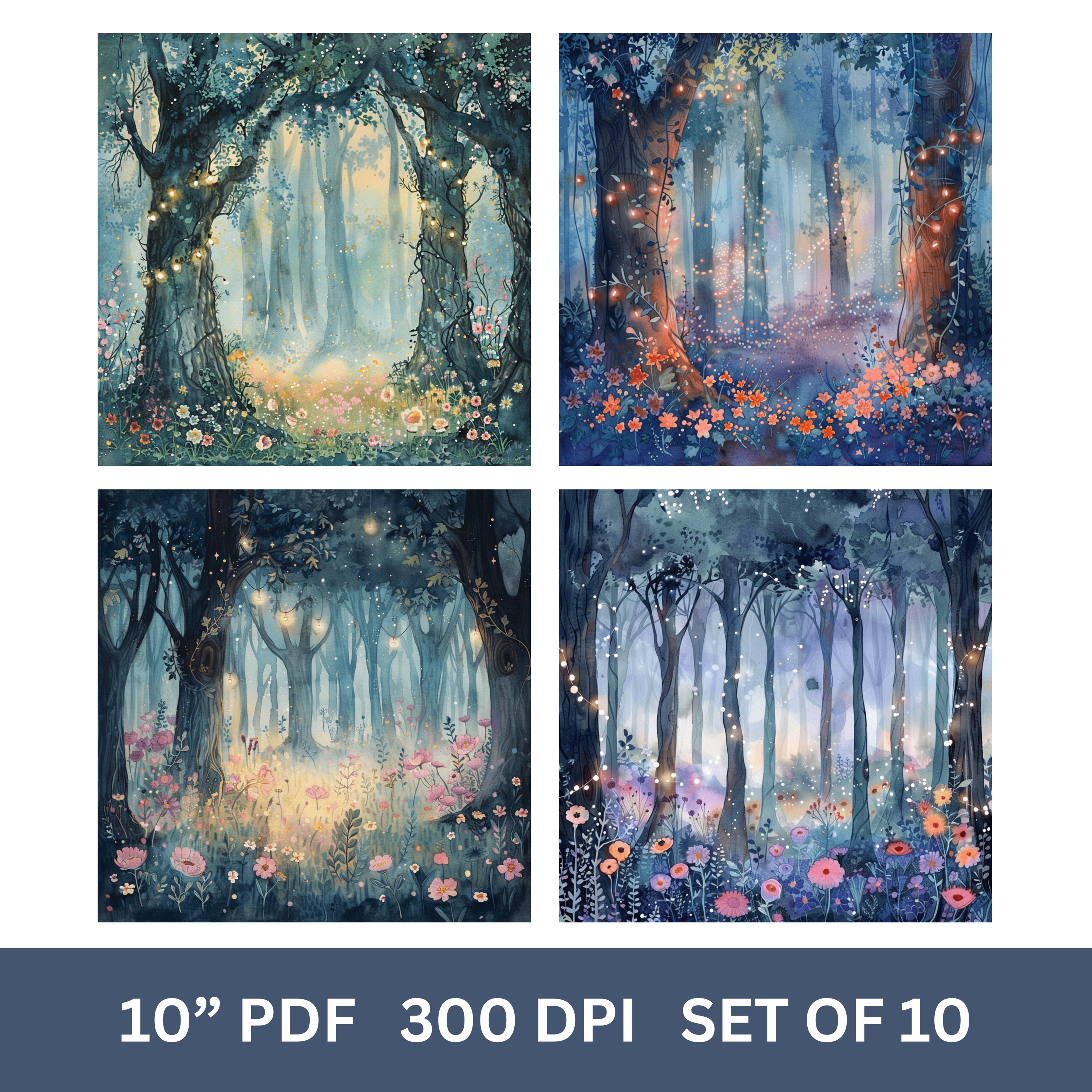 Misty Fairy Forest Clipart: Enchanted Woodland Art (PDF) - Etsy
