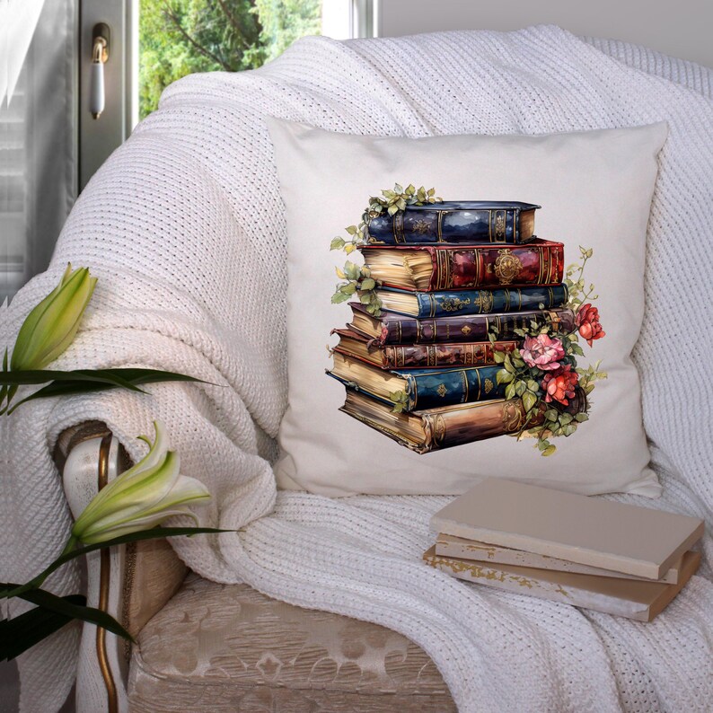 Victorian Book Stack Clipart: Watercolor Jewel Tones (digital Download ...