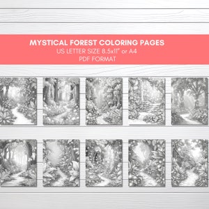 Mystical Forest Fairy Lights Coloring Pages, Fairy Forest Coloring Book ...