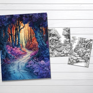 Enchanted Forest Coloring Pages, Fairy Mushrooms Coloring Book, Fairy ...